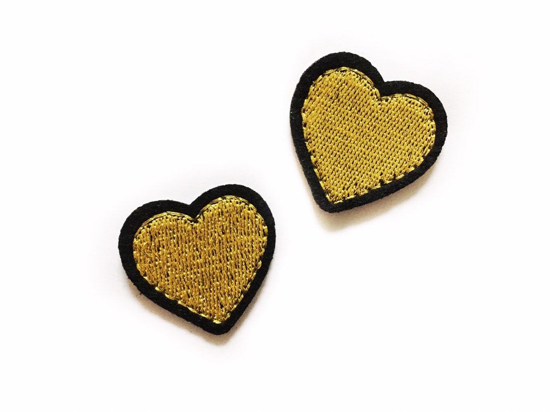 2 Mini Patches - Small Gold Heart Patches - Micro Patches - Hippie ...