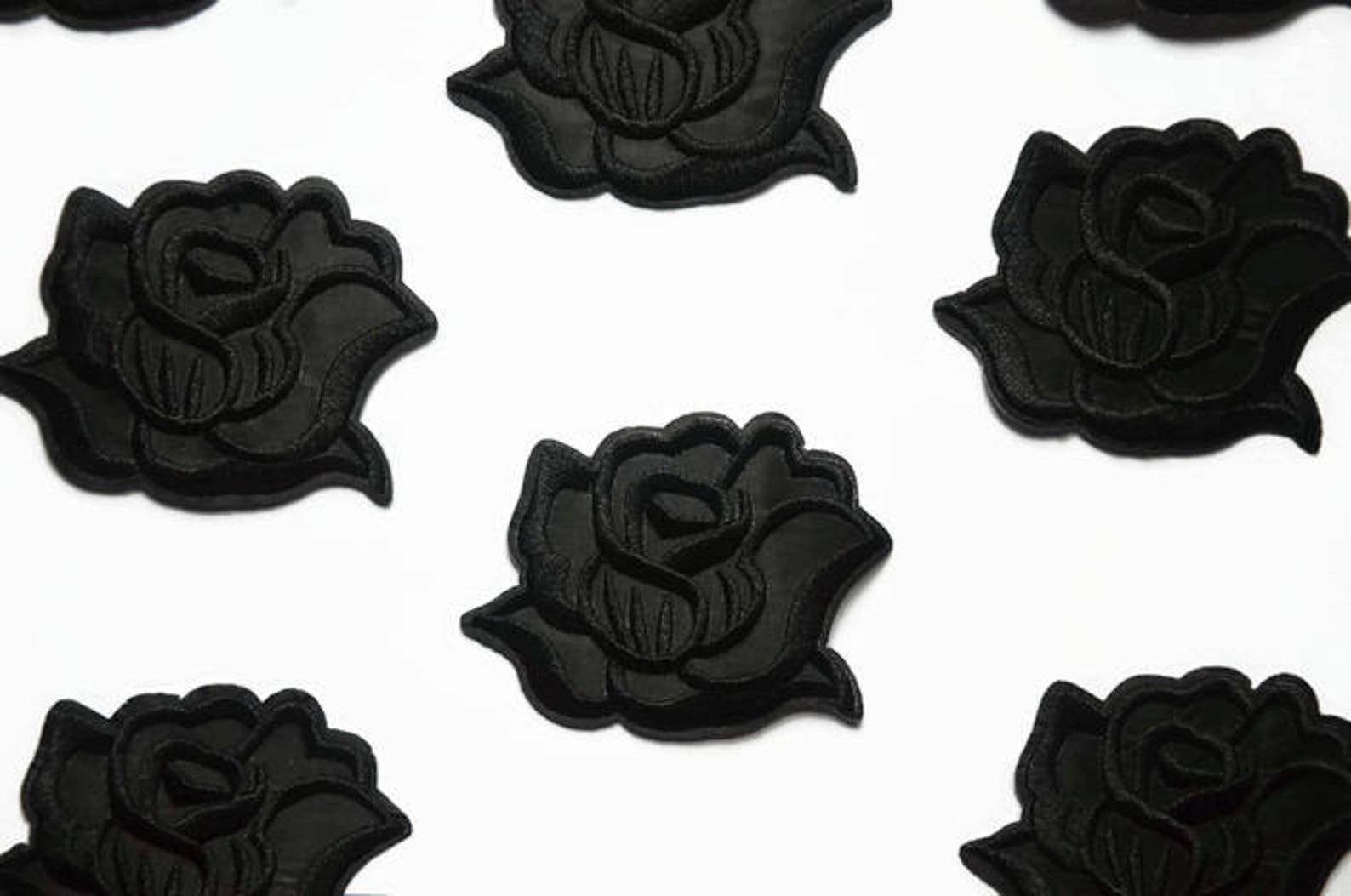 Black Rose Patch in the UK - Goth Patch Black Flower Iron on Jacket ...