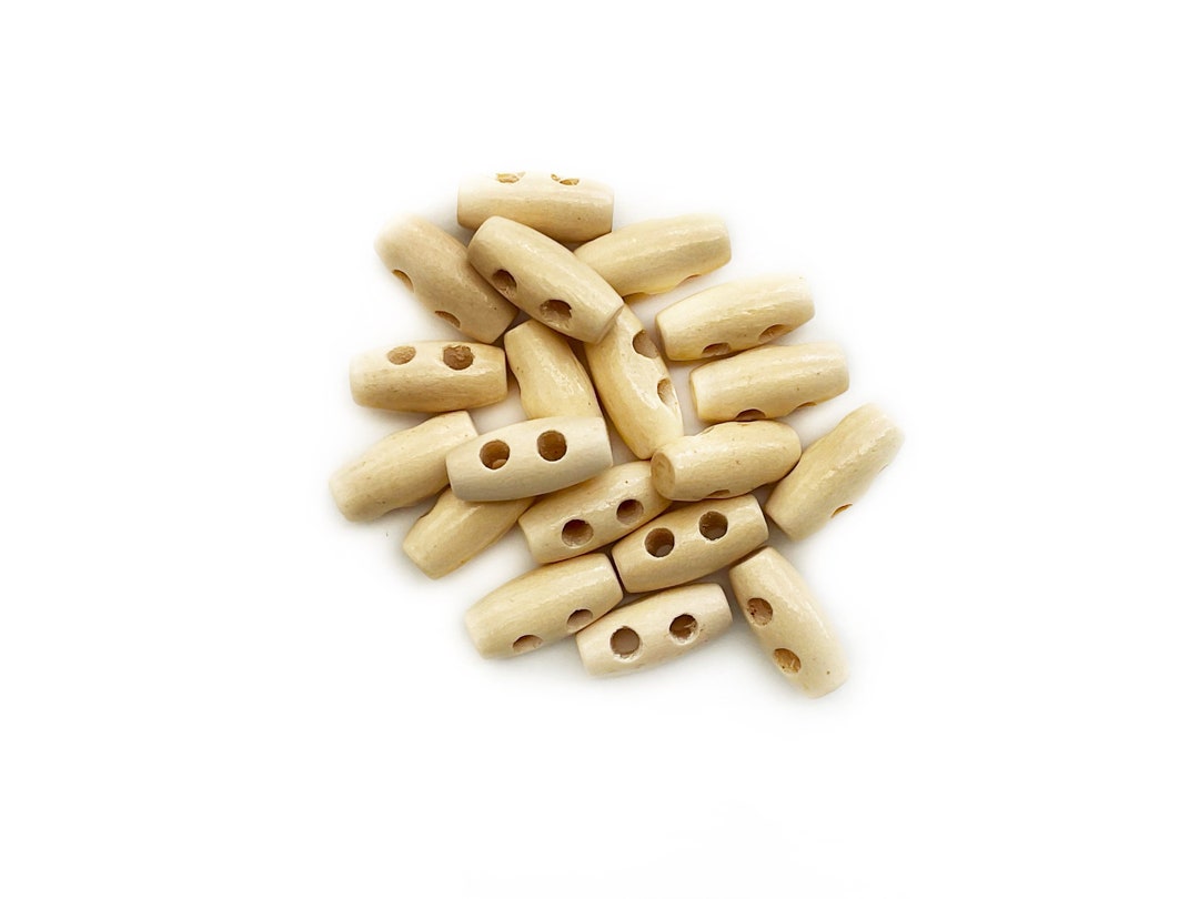 10 5/8 Toggle Buttons 15mm Pale Light Natural Colour Wood Mini Toggles ...