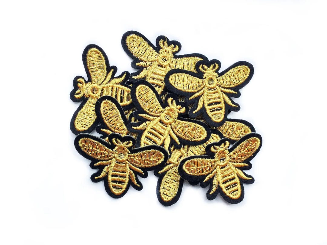 1+ Bee Patch - Iron on Gold Bee Patches for Jackets DIY Small ...