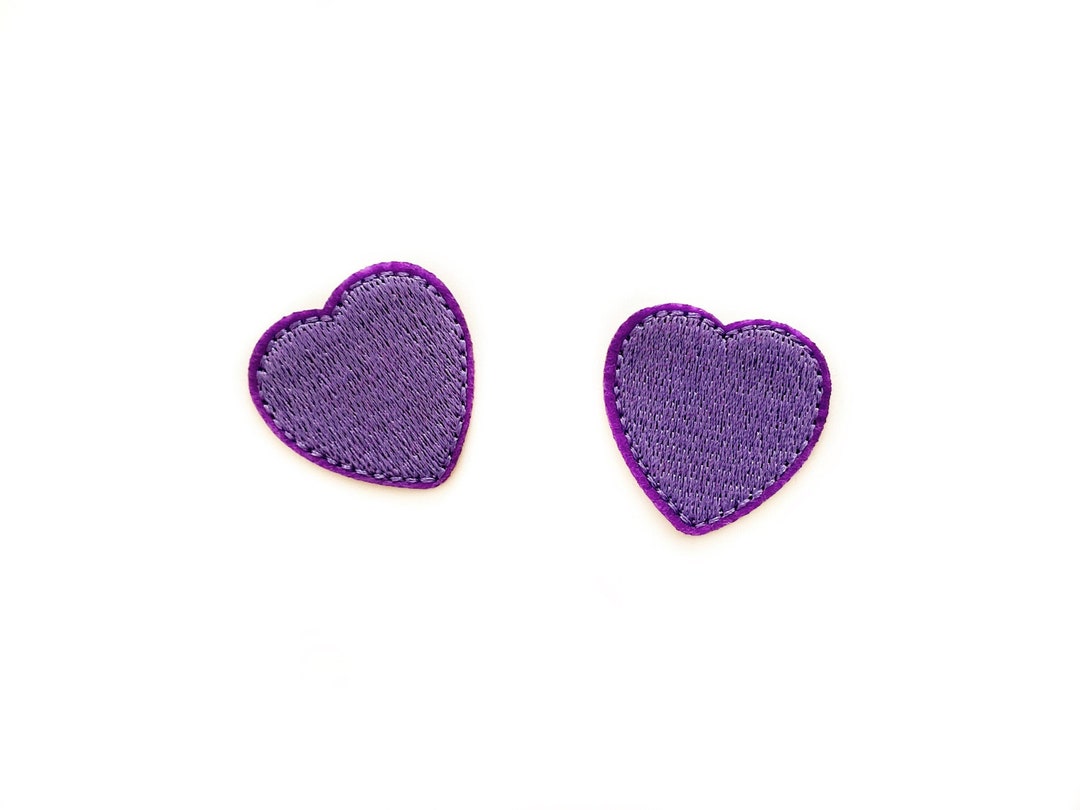 2 Small Purple Heart Patches Iron on Embroidery DIY Clothes - Etsy UK