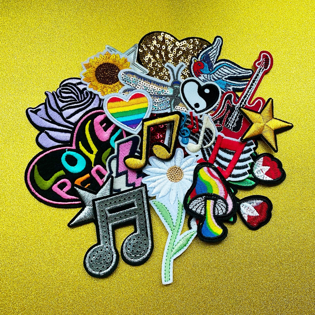 15pc Festival Themed Patch Set Badge Mix for a DIY Music Concert Jacket ...