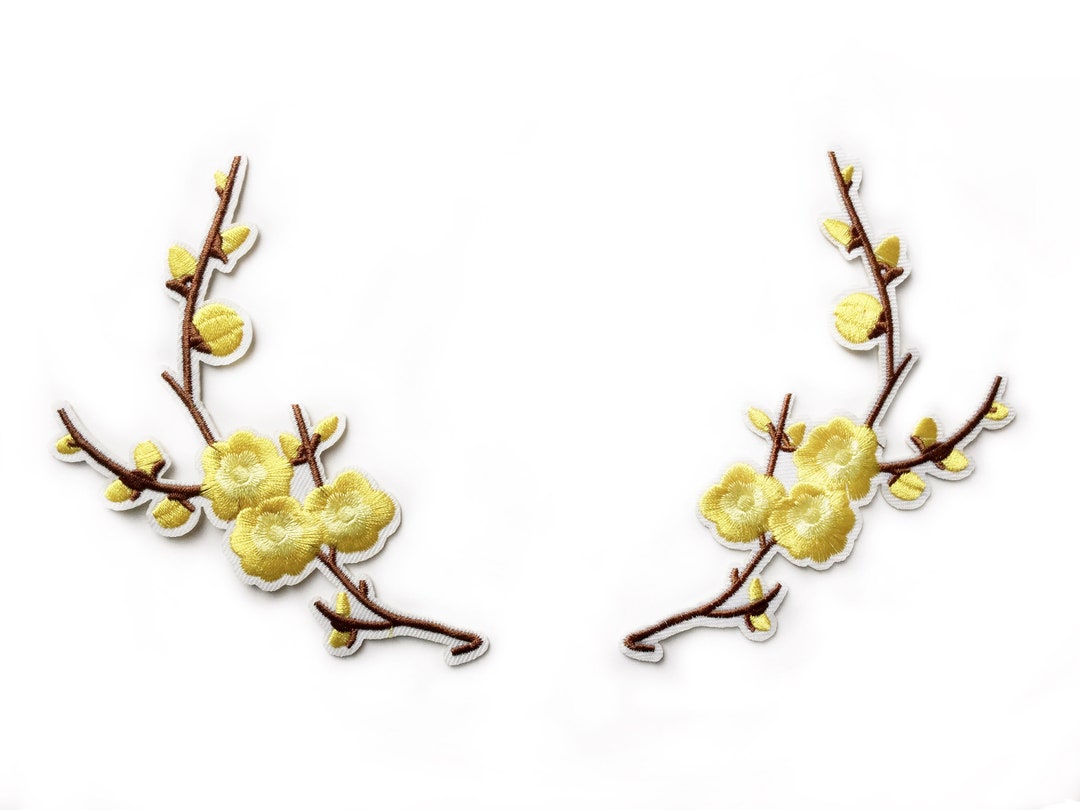 Pair of Patches Yellow Flower Patch Set Flowers Floral Patches - Etsy