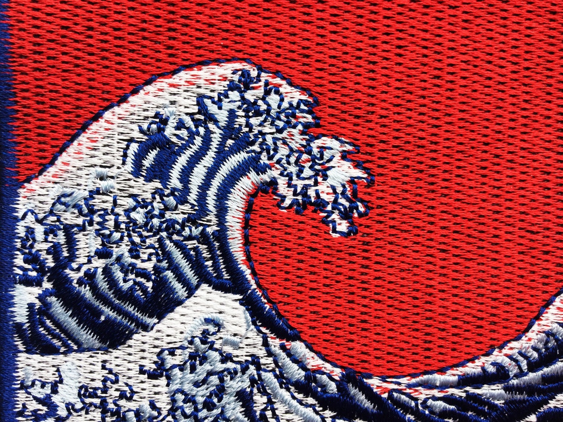 Wave Patch Iron on Japanese Patches for Jackets Kanagawa Great | Etsy