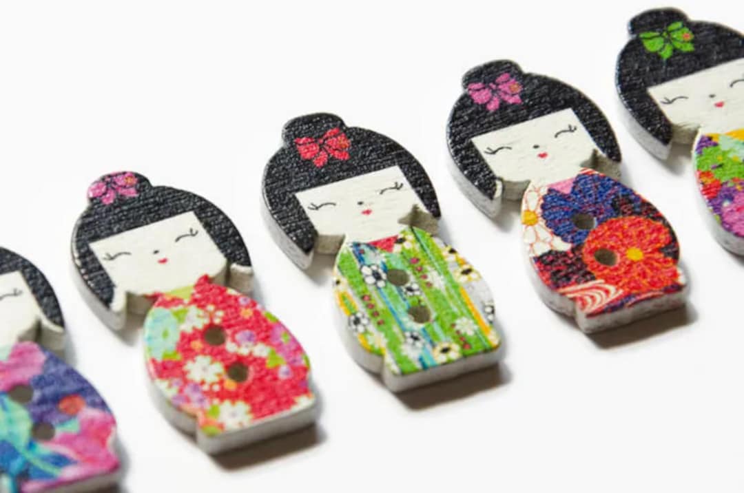 6-48 Japanese Doll Buttons - Geisha Button Japanese Girl Buttons for ...