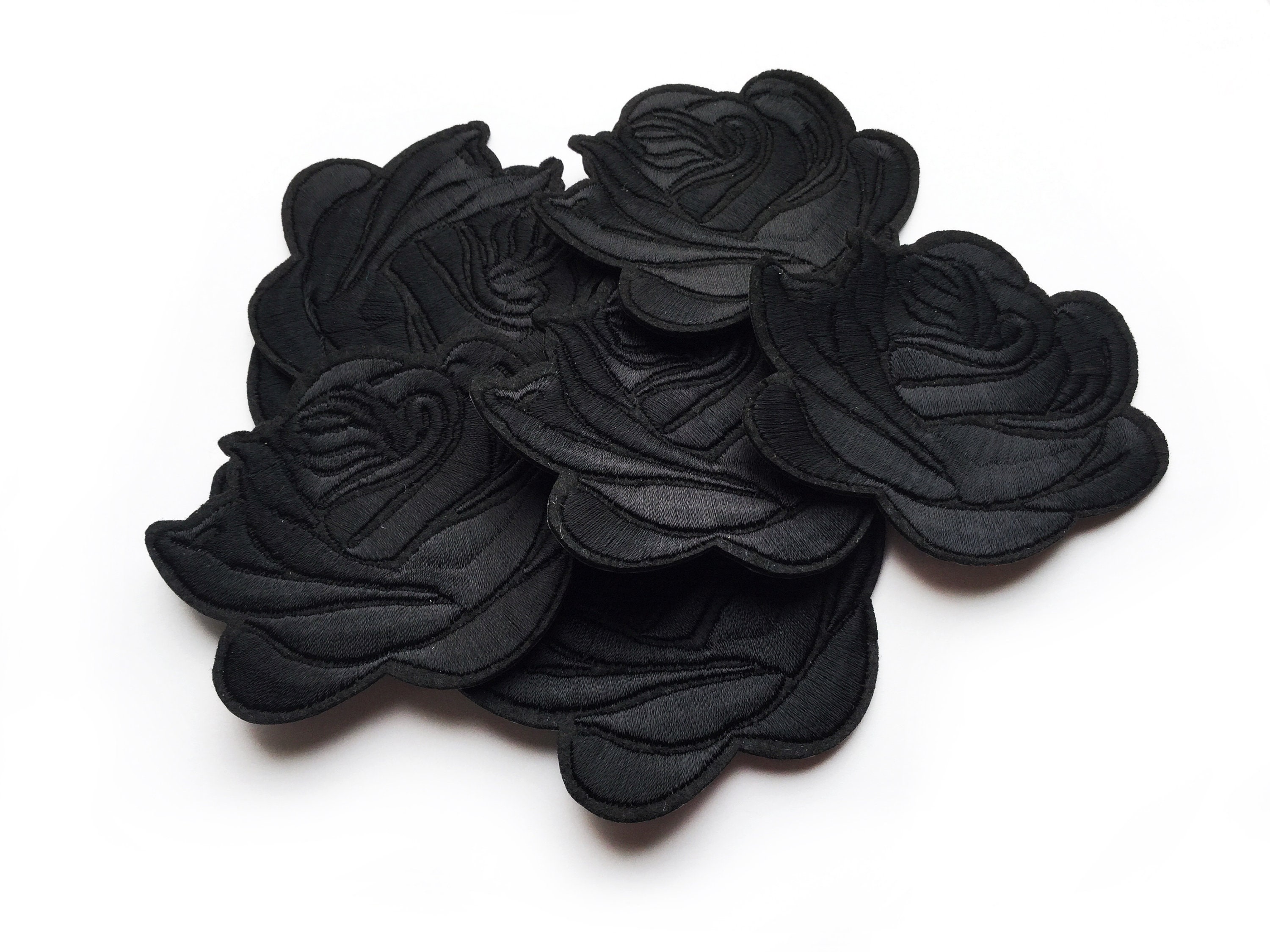 Black Rose Badge - Craft Supplies - Goth Flower Patches Iron on Jacket ...
