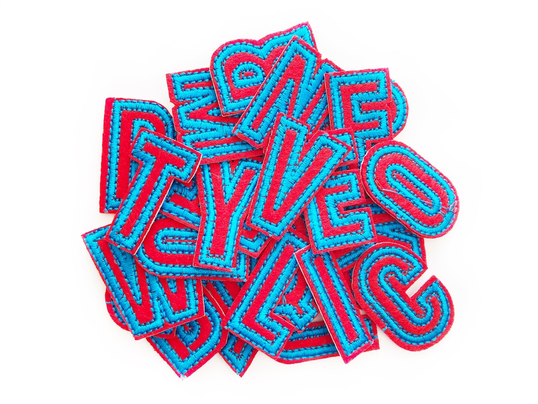 26 Letters Patches Blue Red, Letter Applique Set A to Z, Alphabet Patch ...