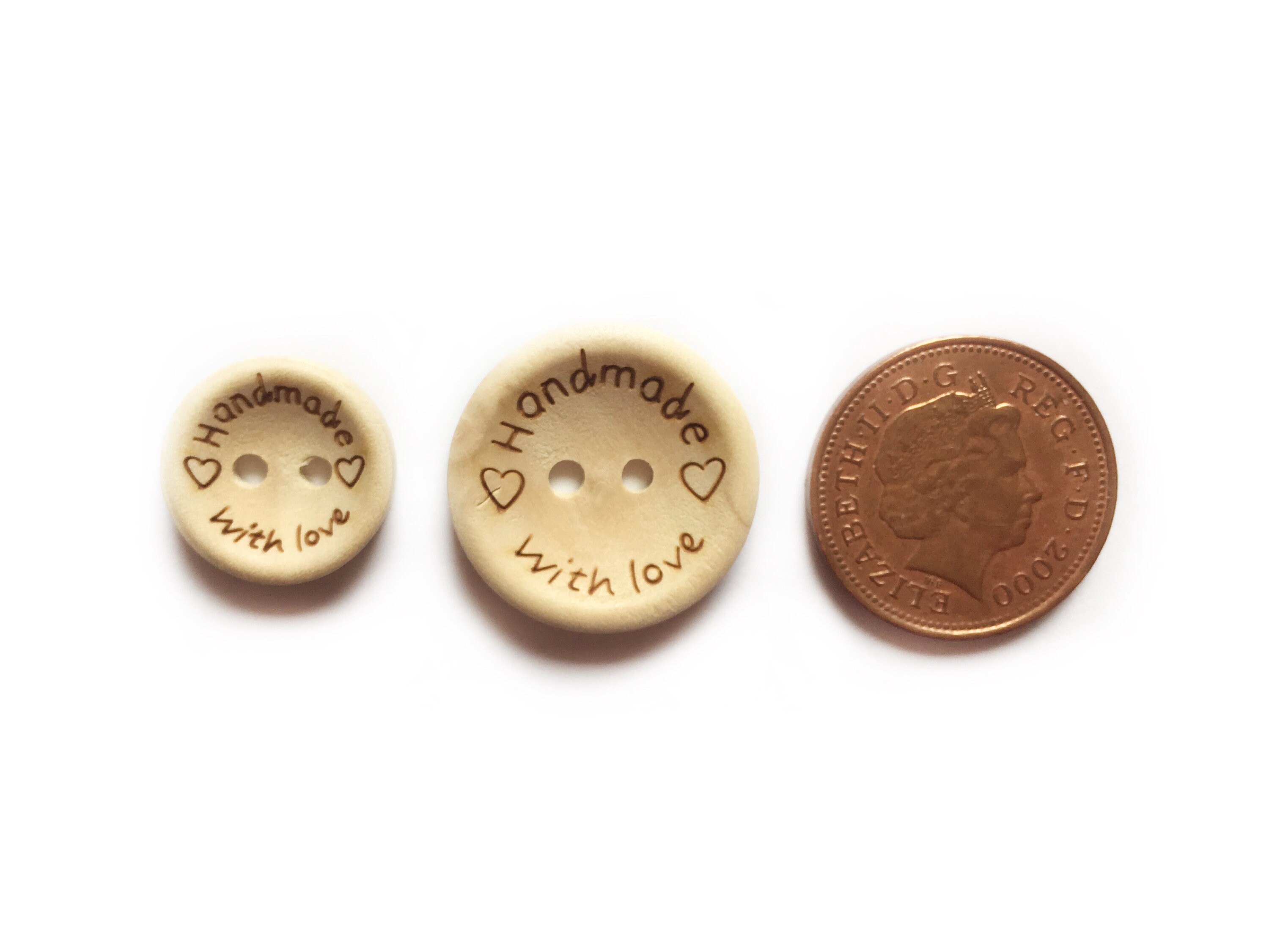 Made With Love Buttons 15mm or 20mm - Wooden Buttons Embellishments ...