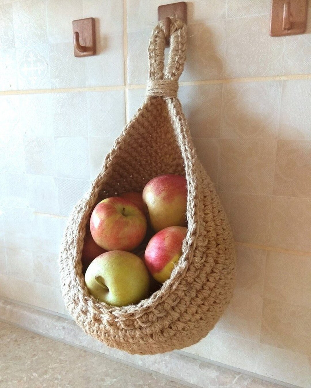Hanging Wall Vegetable Fruit Basket for Kitchen,boho Jute Hanging ...
