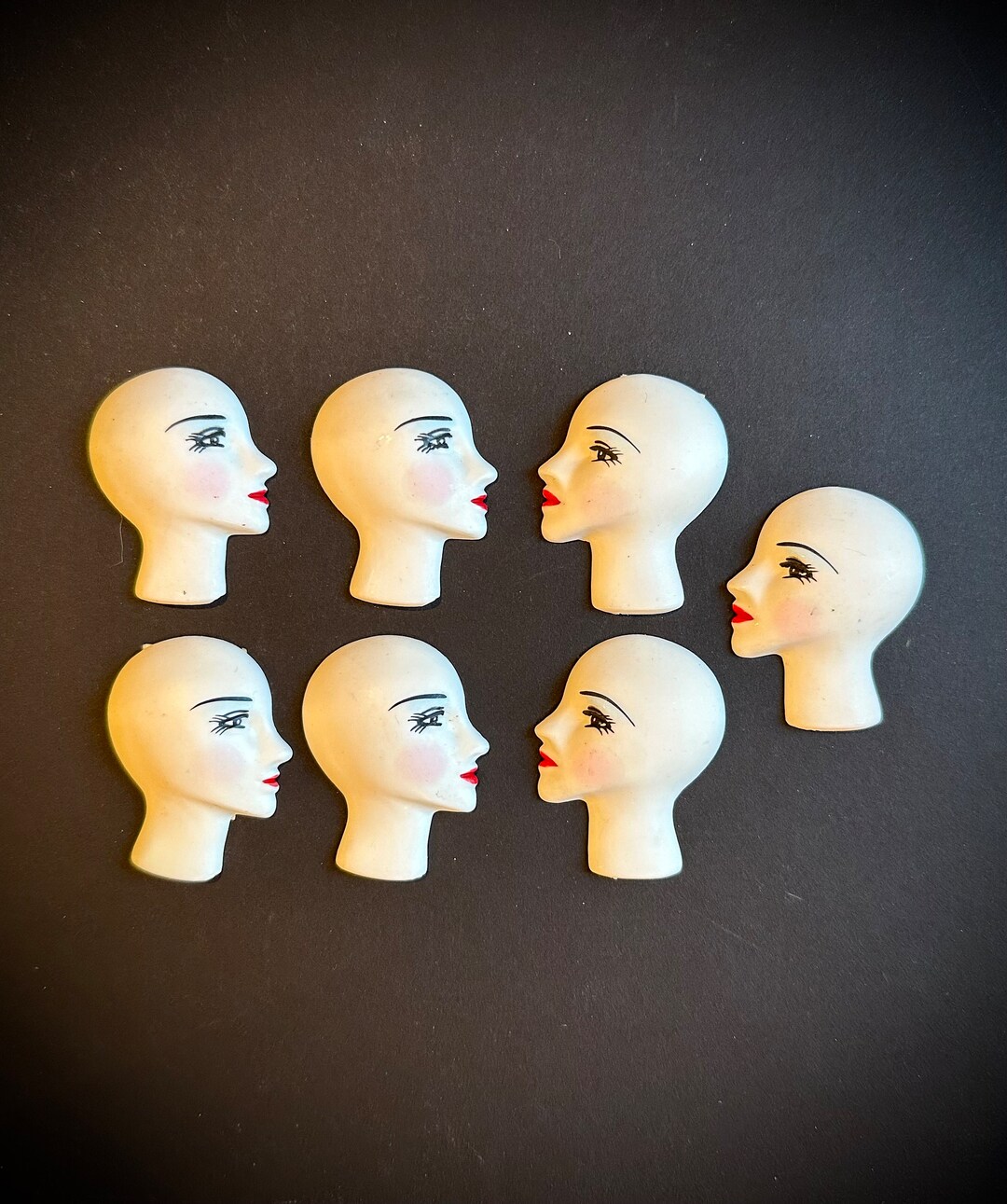 Vintage 1970s Plastic Flat Back Doll Face Lot of 7 - Etsy