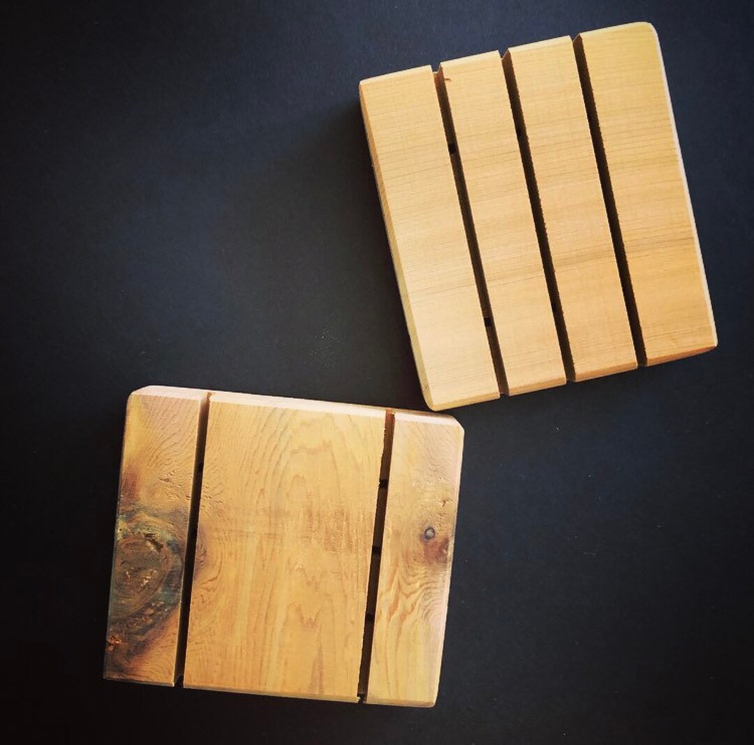 Handmade Cedar Soap Dish: Bathroom Soap Saver (3x3.5 Inches) - Etsy