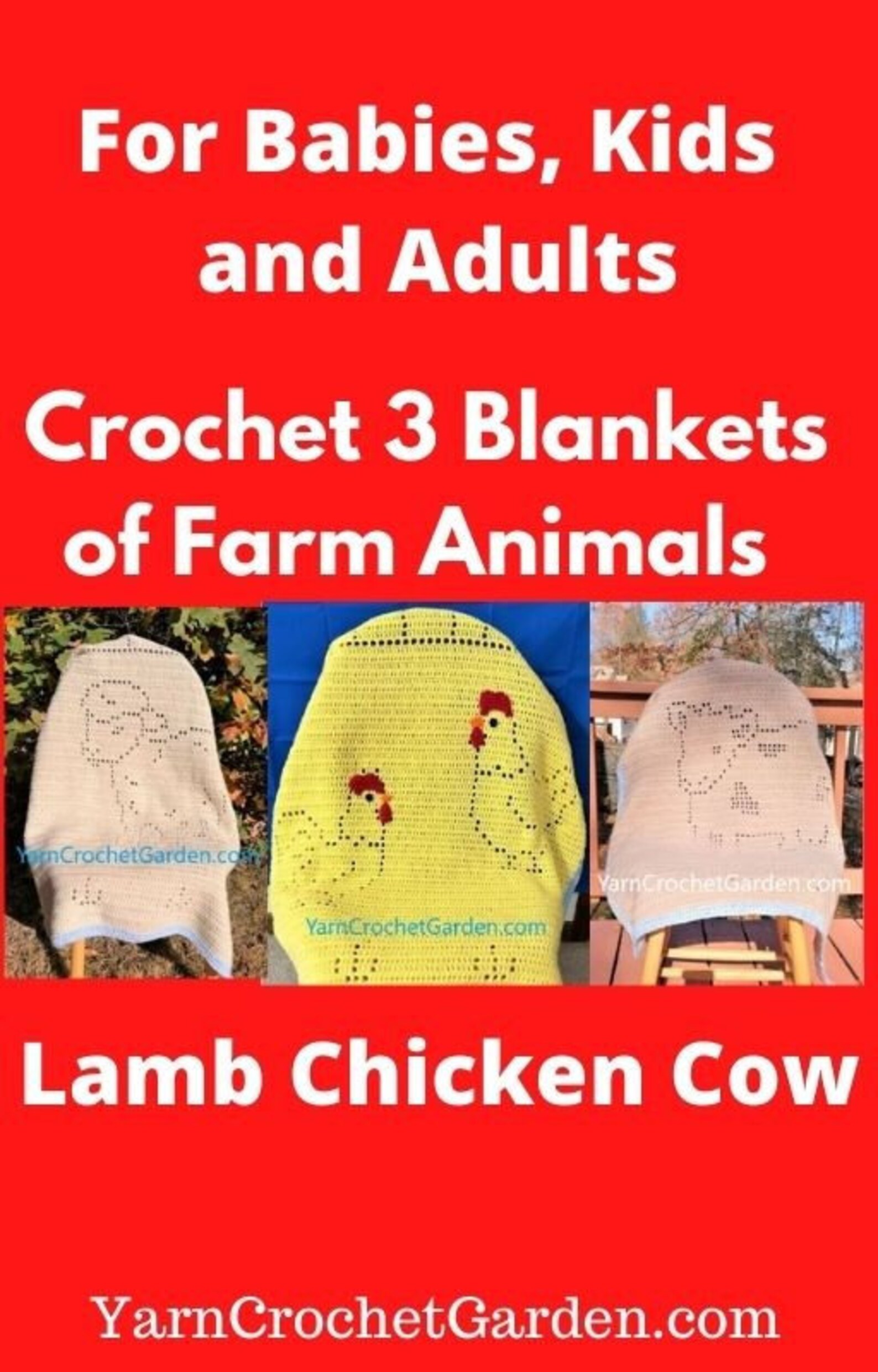 Farm Animal Filet Blanket Crochet Pattern: Chicken, Lamb, Cow (PDF ...
