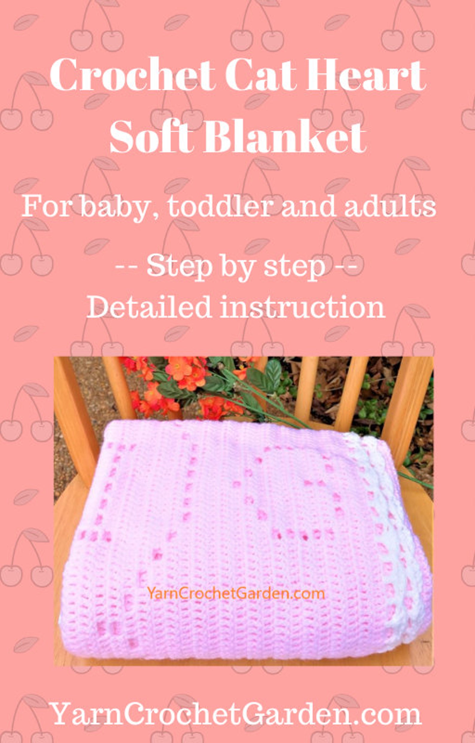 Filet Crochet Blanket Pattern Cat Blanket Heart Blanket - Etsy