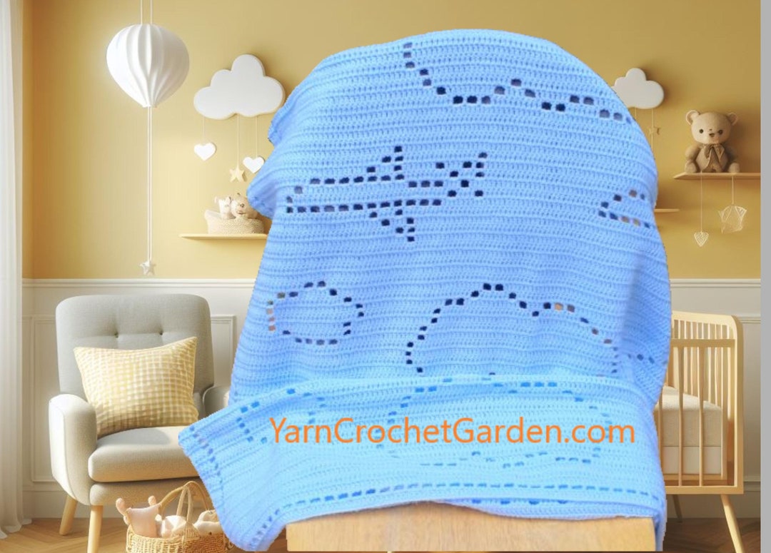 Crochet Baby Blanket Airplane Pattern Crochet Airplane Blanket Baby ...