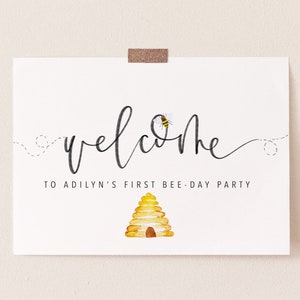 BEE |WELCOME Sign |bee-day |bee Party Sign |1st Birthday |kids Birthday ...