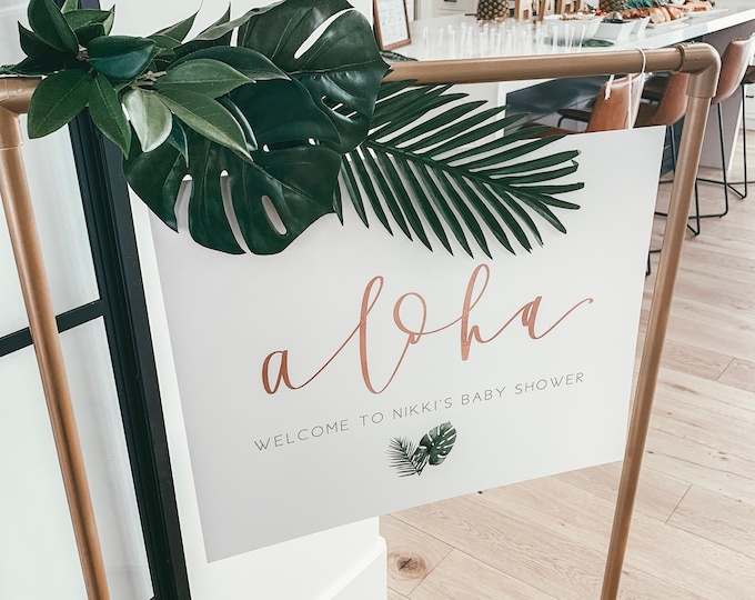 TROPICAL | ALOHA WELCOME Party Sign| Tropical Shower | Hawaiian Party ...
