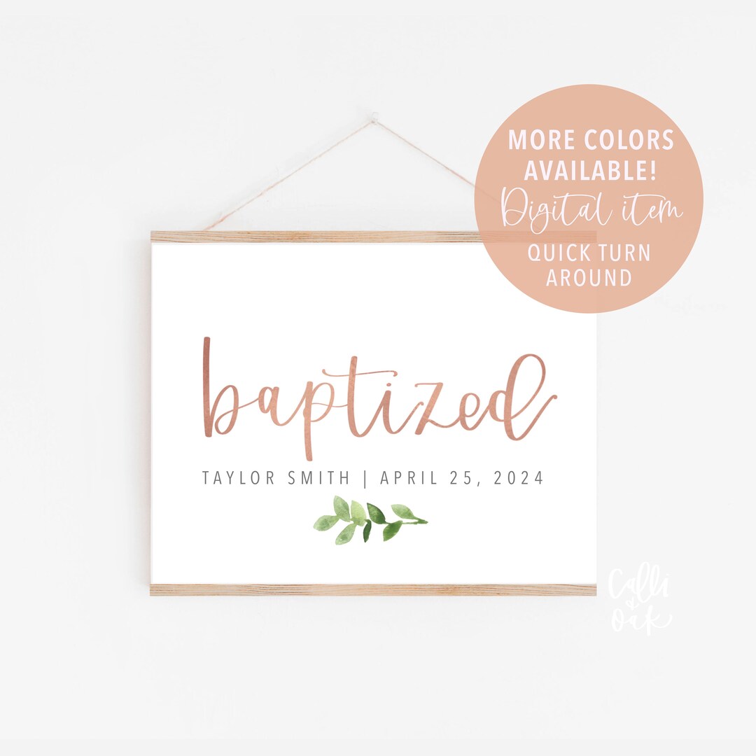 BAPTIZED Sign | BAPTISM | Modern Aesthetic | Welcome | Event Sign ...