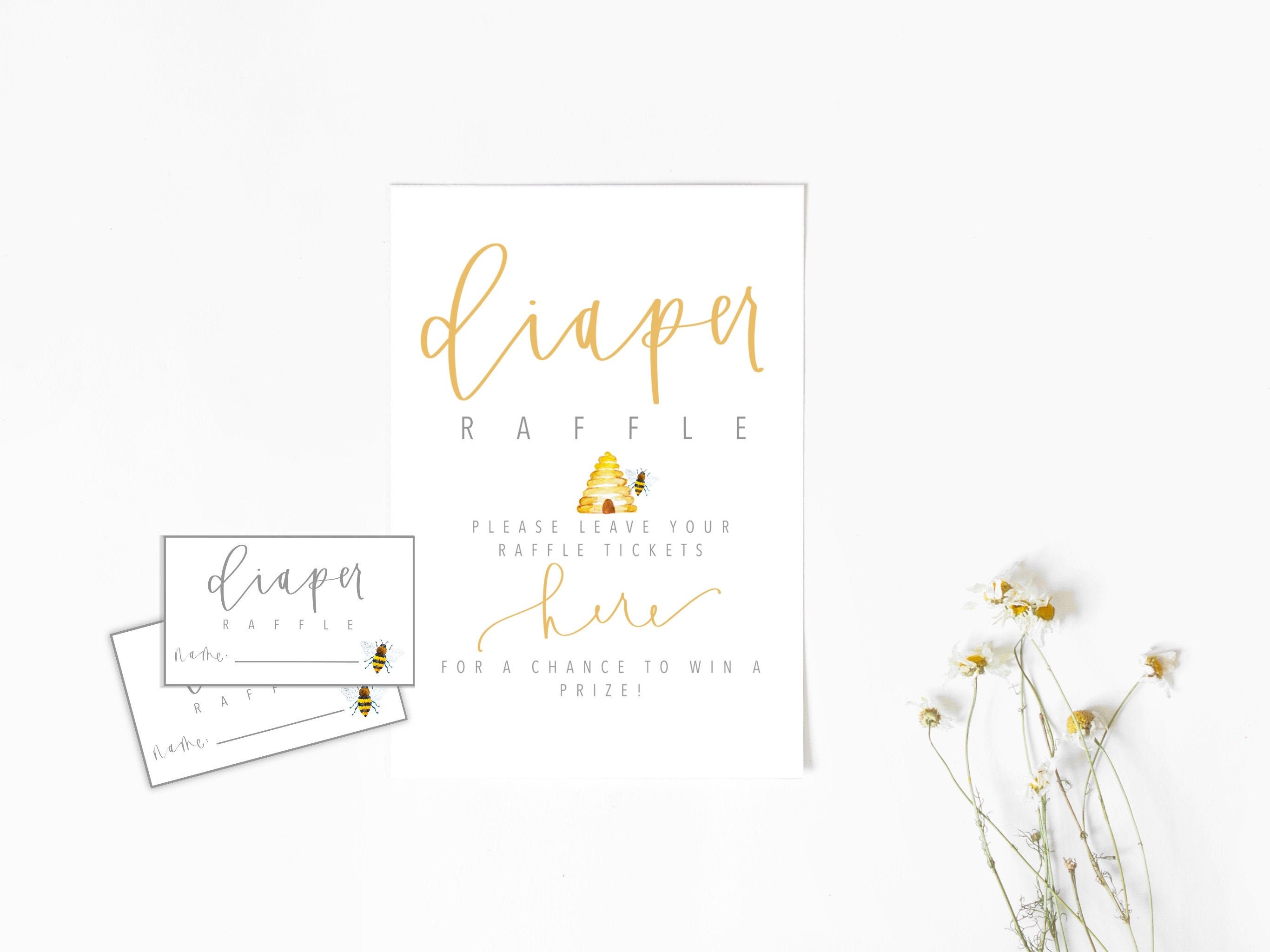 BEE DIAPER RAFFLE Baby Shower Diaper Game Honey Bee | Etsy