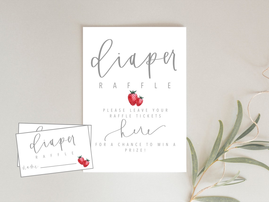 STRAWBERRY DIAPER RAFFLE Baby Shower Diaper Game Berry - Etsy