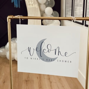 MOON and STARS | WELCOME Party Sign | Over the Moon | Baby Shower ...
