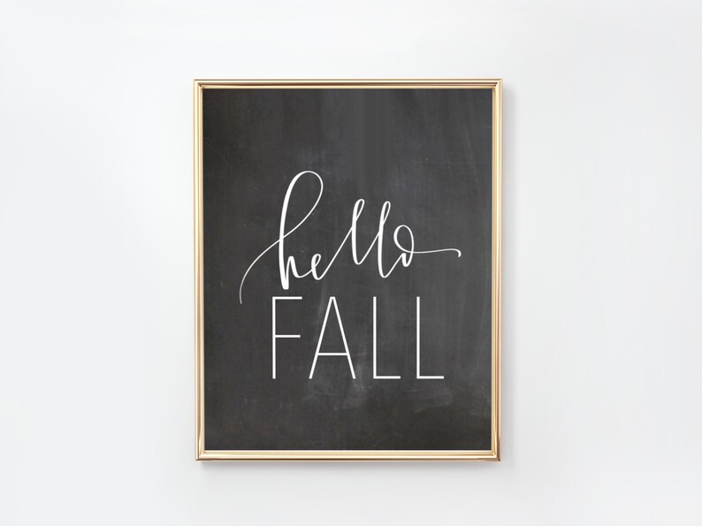 FALL HELLO Fall Chalkboard Print Fall Calligraphy Sign - Etsy
