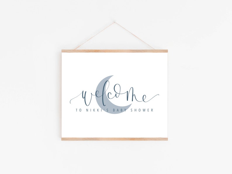 MOON and STARS WELCOME Party Sign Over the Moon Baby | Etsy