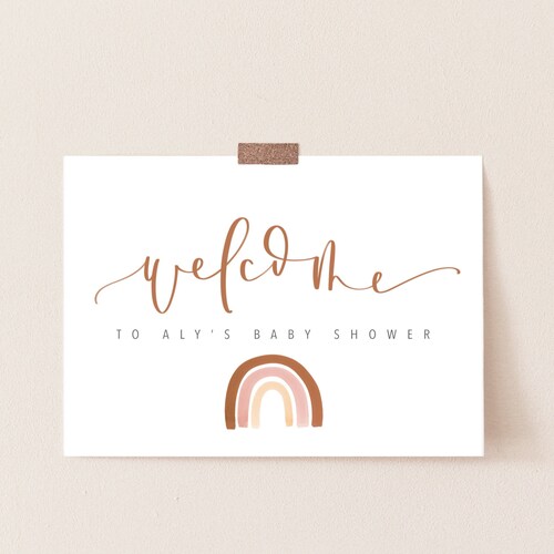 EDITABLE Boho Rainbow Baby Shower Welcome Sign Printable - Etsy