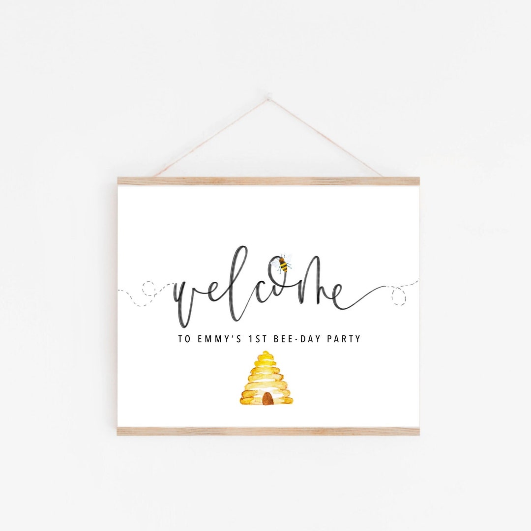 BEE |WELCOME Sign |bee-day |bee Party Sign |1st Birthday |kids Birthday ...