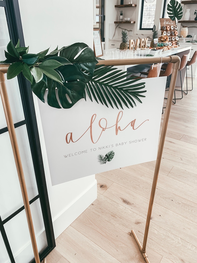 TROPICAL | ALOHA WELCOME Party Sign| Tropical Shower | Hawaiian Party ...