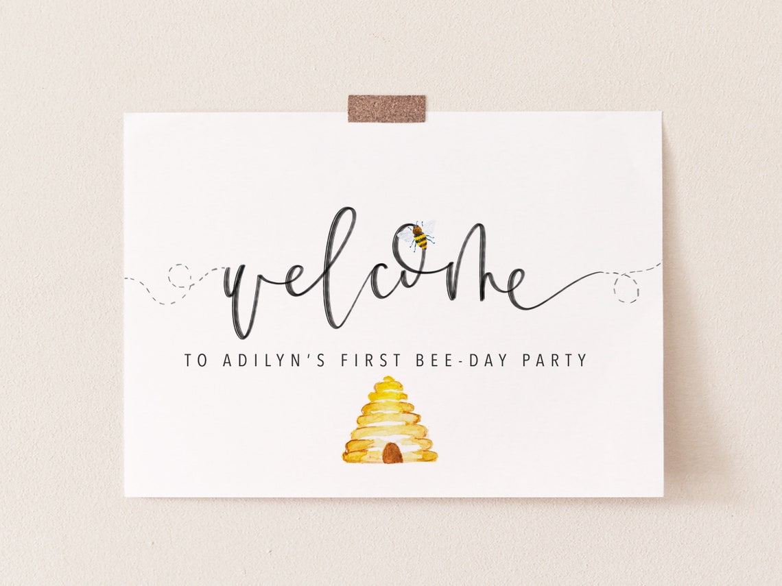 BEE |WELCOME Sign |bee-day |bee Party Sign |1st Birthday |kids Birthday ...