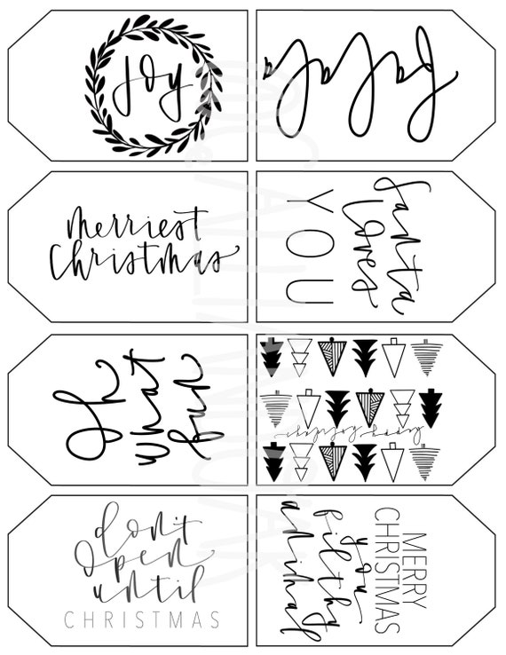Black And White Christmas Tags