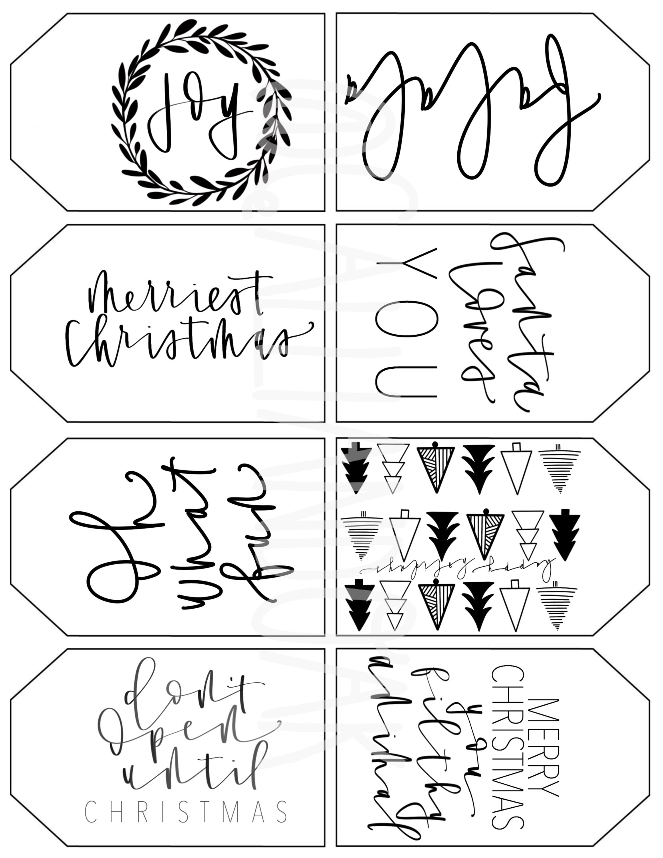 CHRISTMAS GIFT Tags | Black and White Christmas Tags | Modern ...