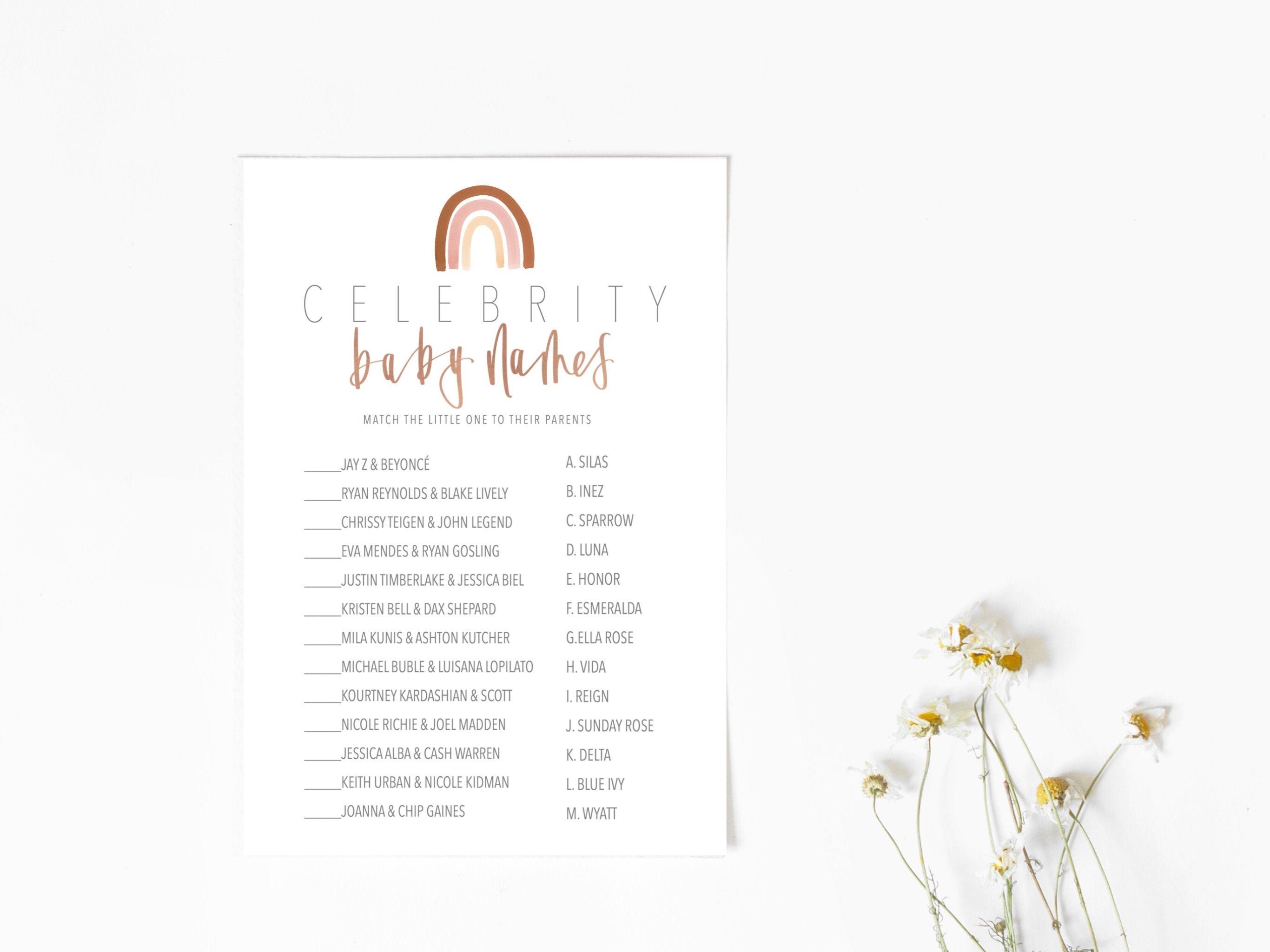 RAINBOW BABY Shower GAMES Celebrity Baby Names Who knows | Etsy