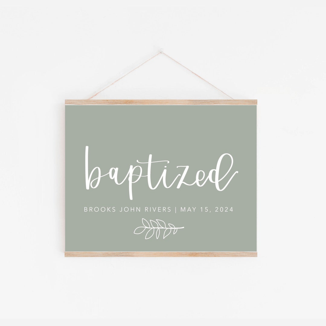 BAPTIZED Sign | BAPTISM | Modern Aesthetic | Welcome | Event Sign ...