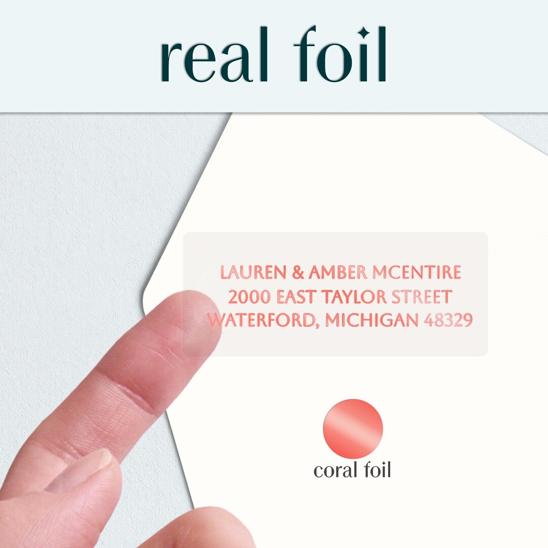 Return Address Labels With Real Foil, Gold, Silver, Rose Gold or Copper ...