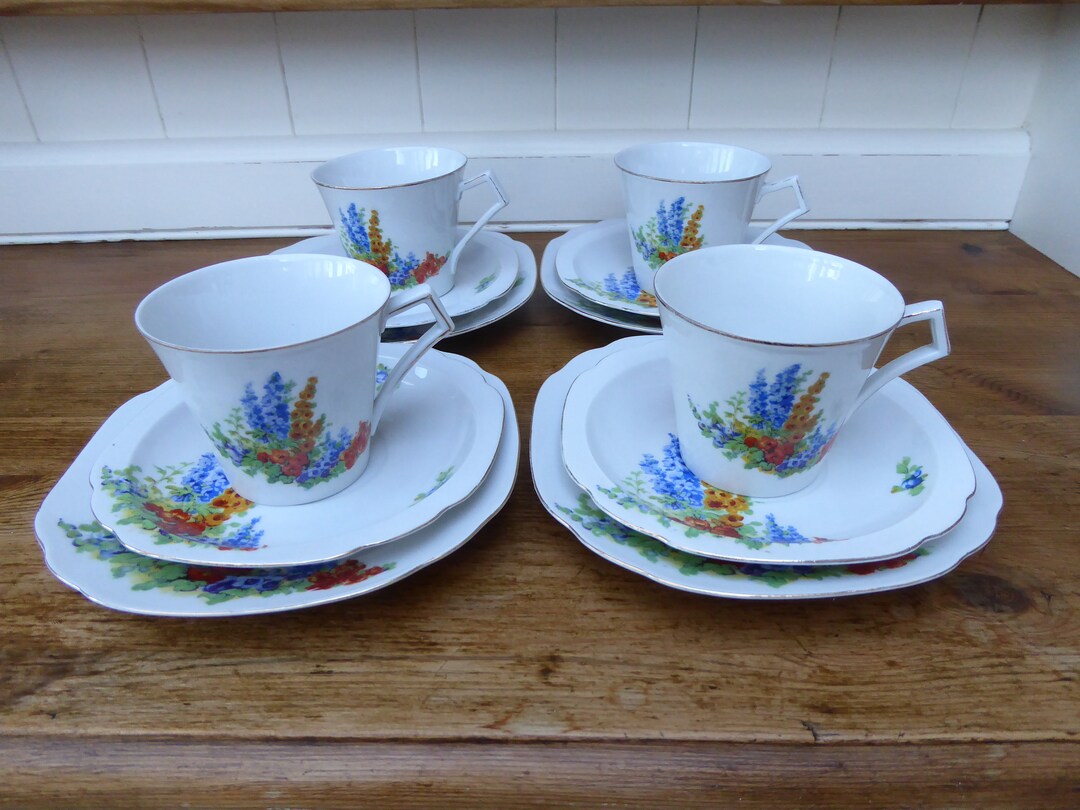 4 Czecho-slovakia Tea Cups, Saucer and Side Plates - Etsy UK