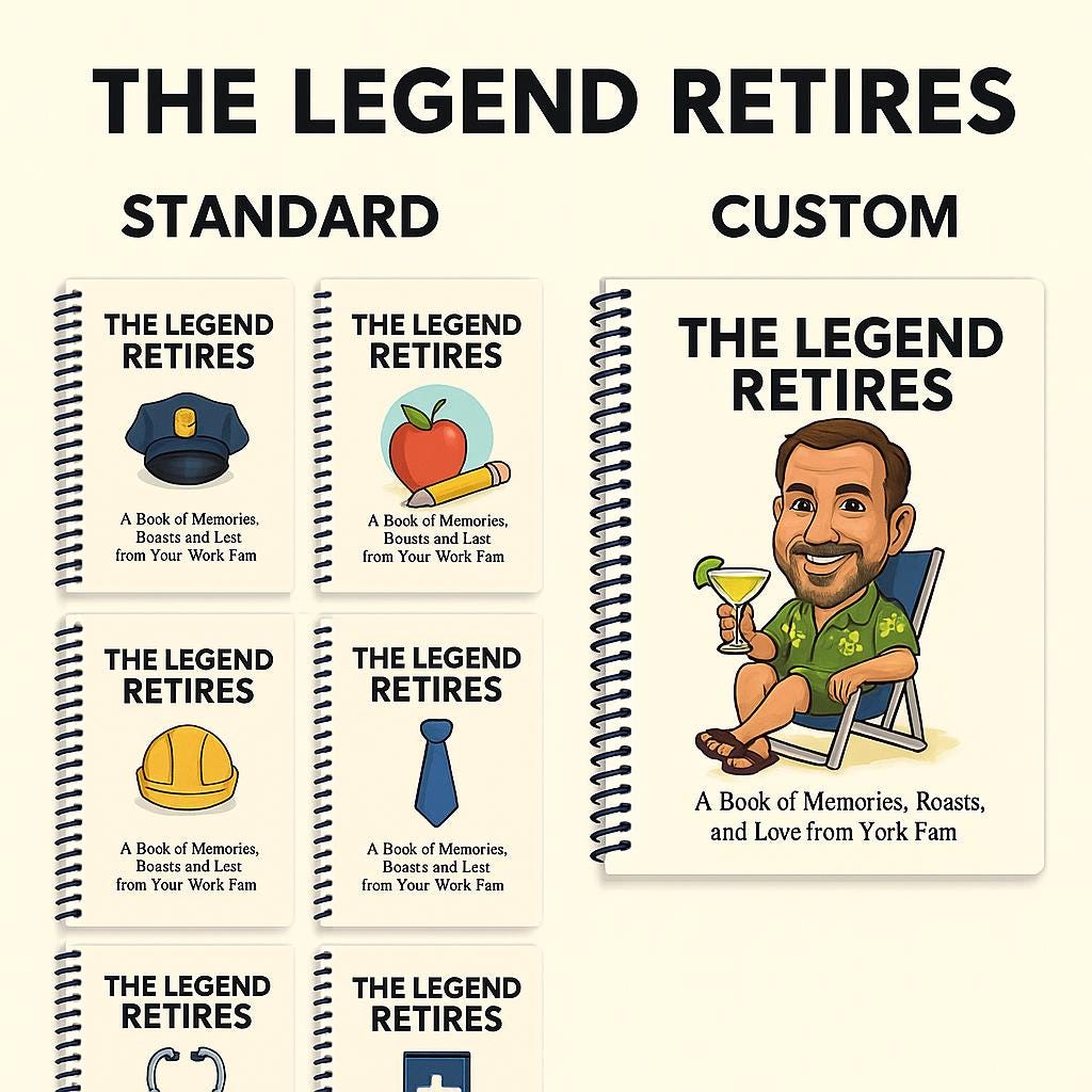 The Legend Retires | Funny Retirement Memory Book – Digital Download ...