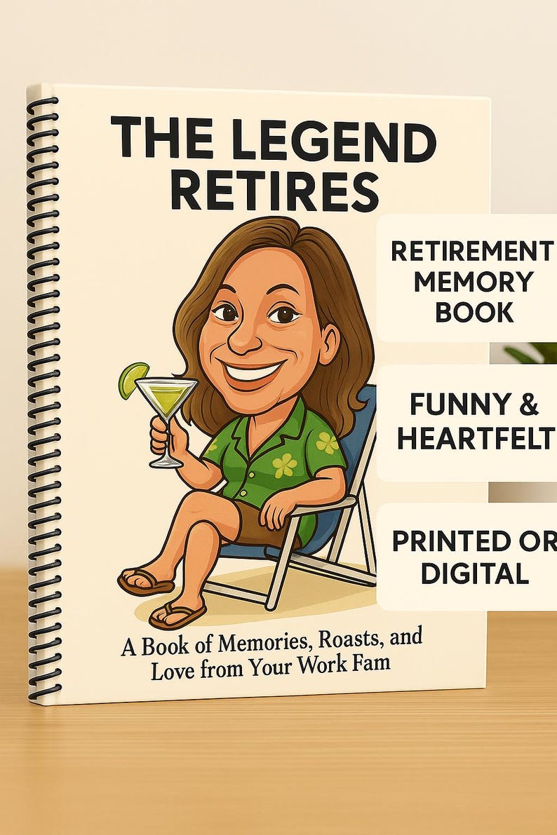 The Legend Retires | Funny Retirement Memory Book – Digital Download ...