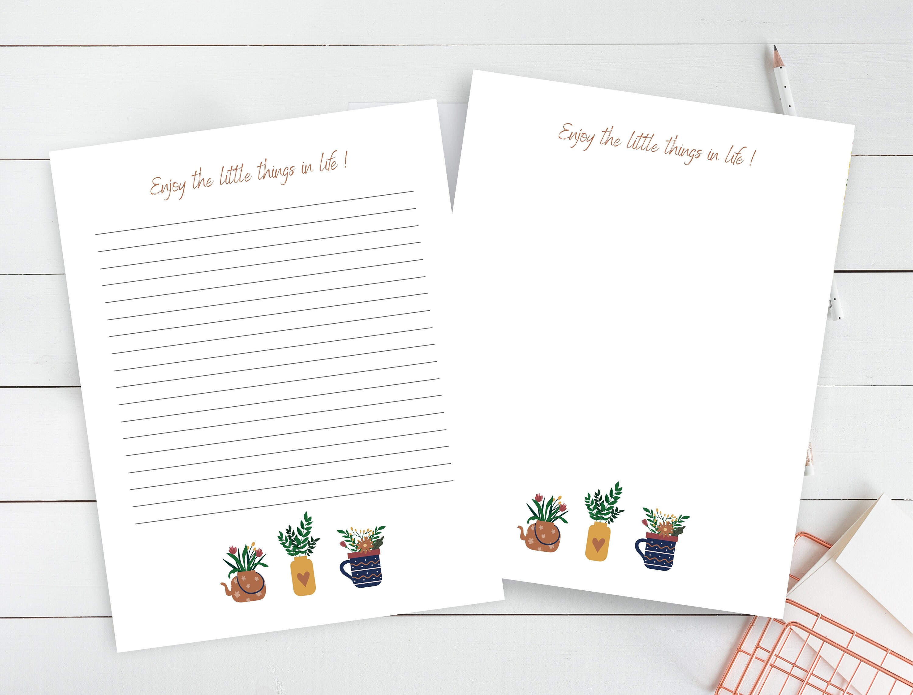 Printable Lined Writing Paper| Instant Download | Plant Stationery ...