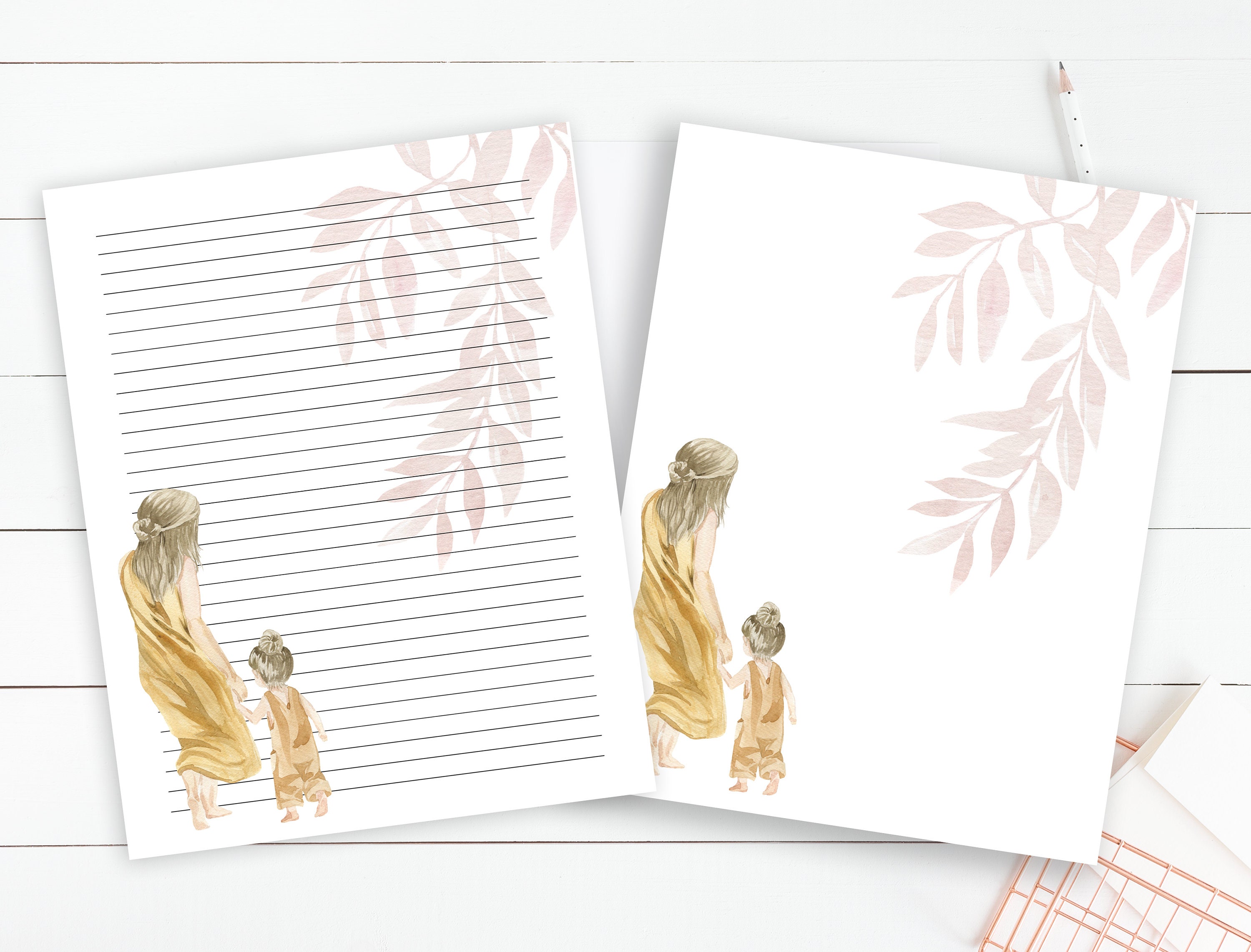 Mother Daughter Printable Stationery 8.5x11, Instant Download Printable ...