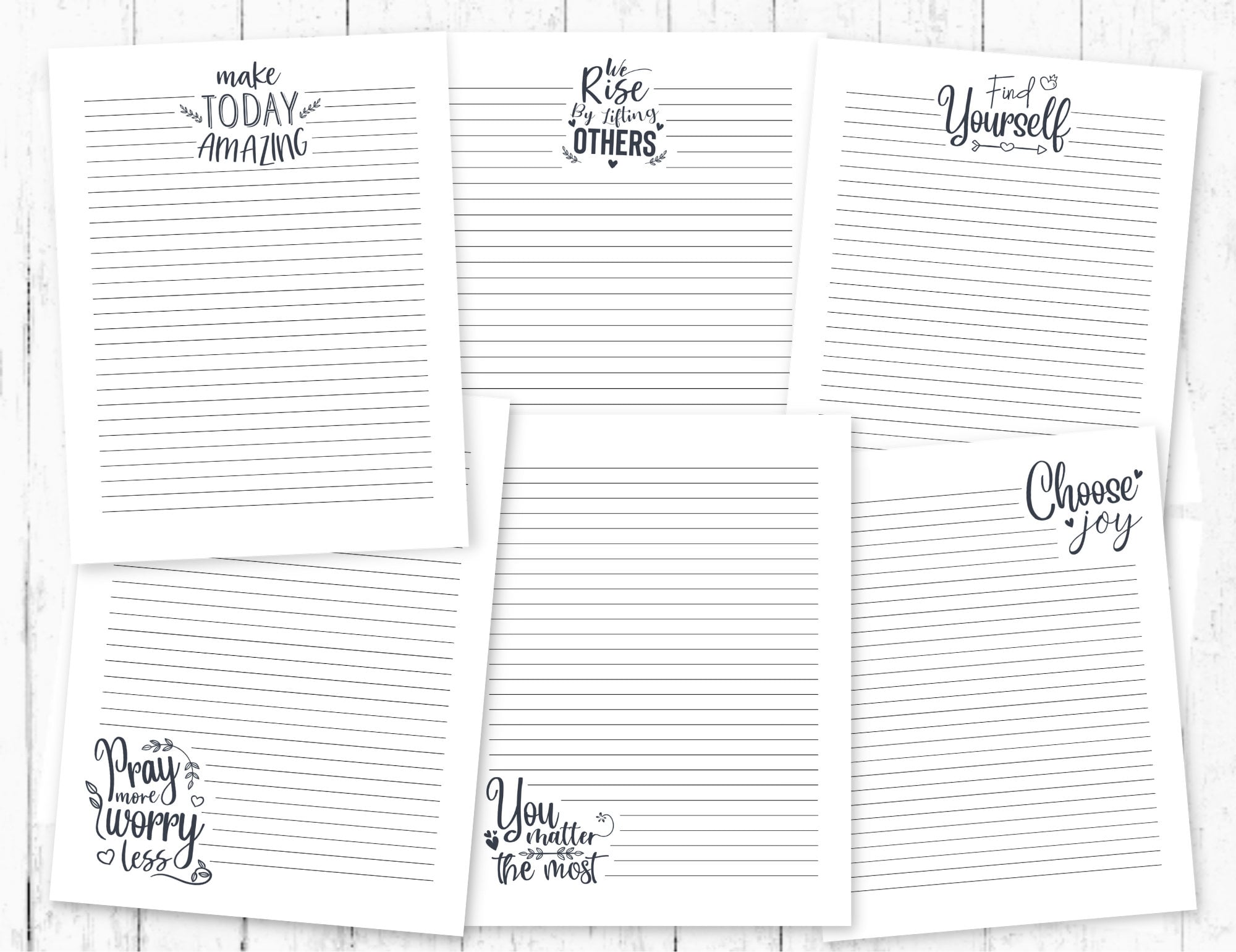Inspirational Quote Lined Stationery Paper: Black & White Printable ...