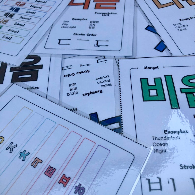 Korean Alphabet Flash Cards: Hangeul Learning (digital Download) - Etsy ...