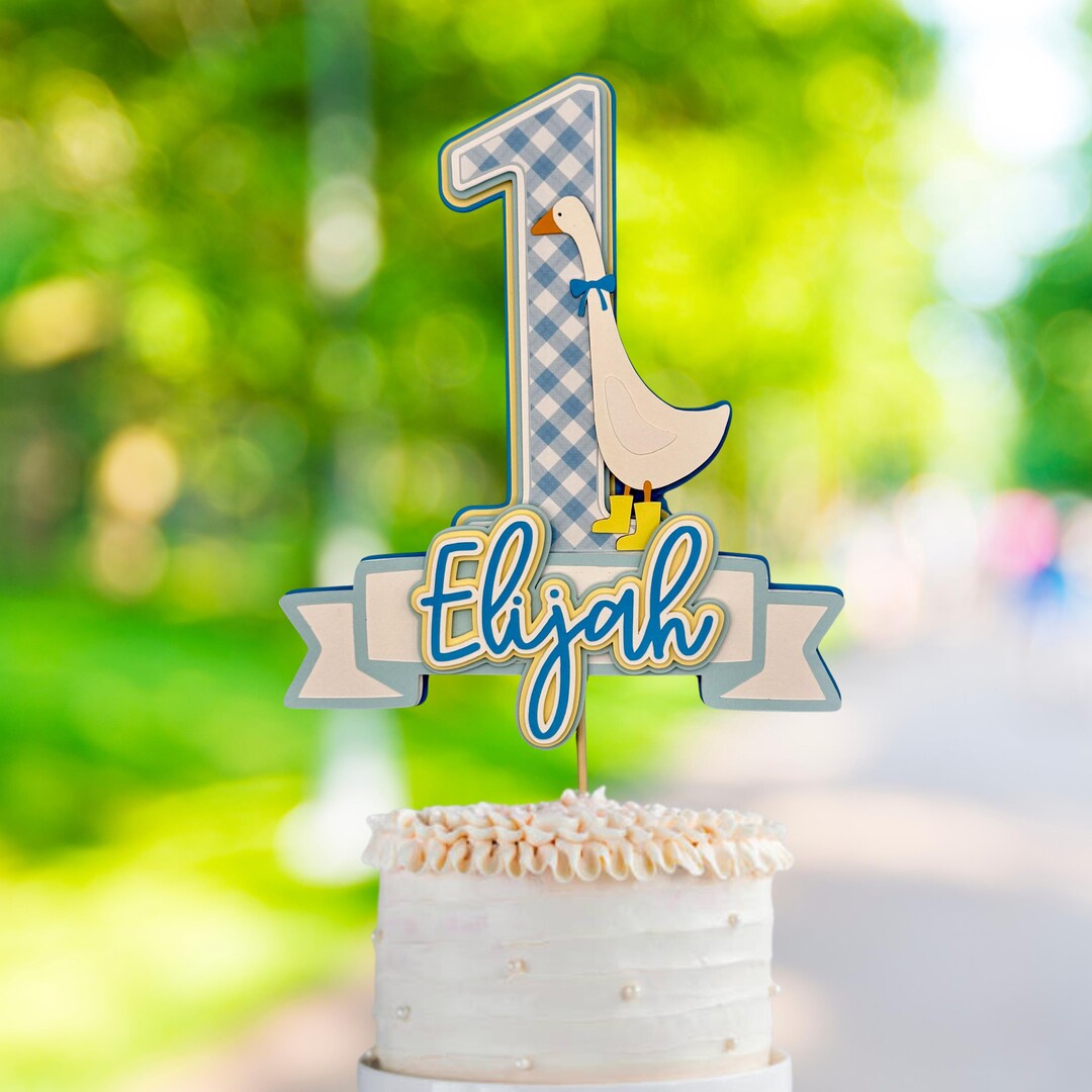 Birthday Goose Gingham Cake Topper - Child Birthday Party First ...