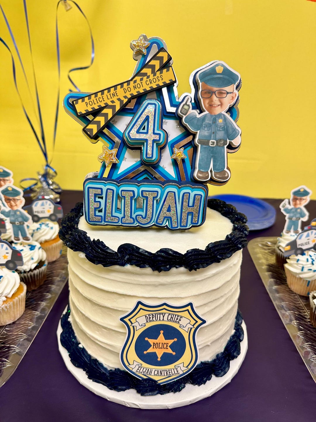 Police Birthday Custom 3D Paper Cake Topper, Boy Birthday, Custom Cake ...
