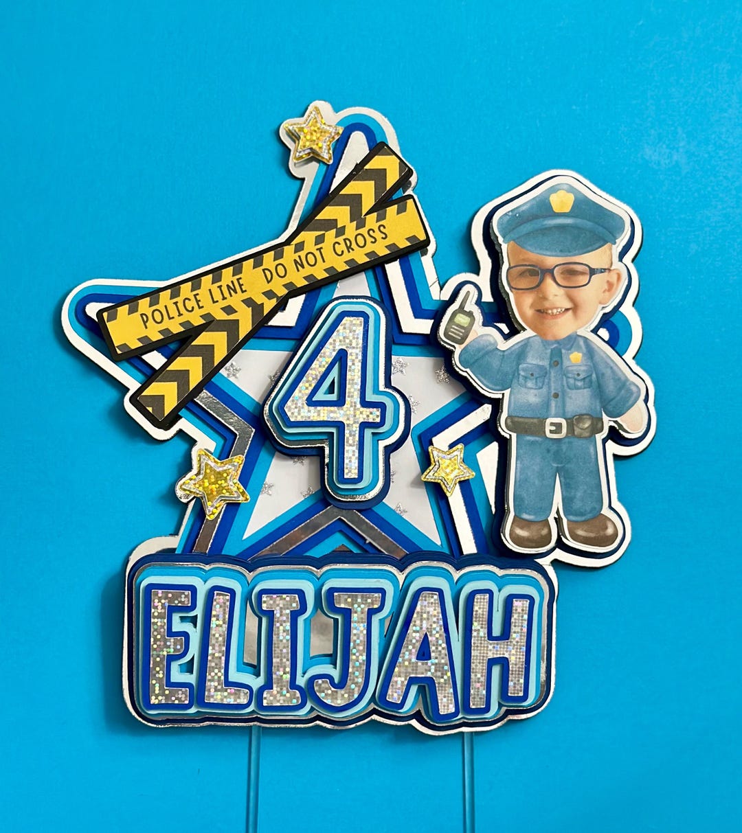 Police Birthday Custom 3D Cake Topper, Boy Birthday, Custom Cake Topper ...