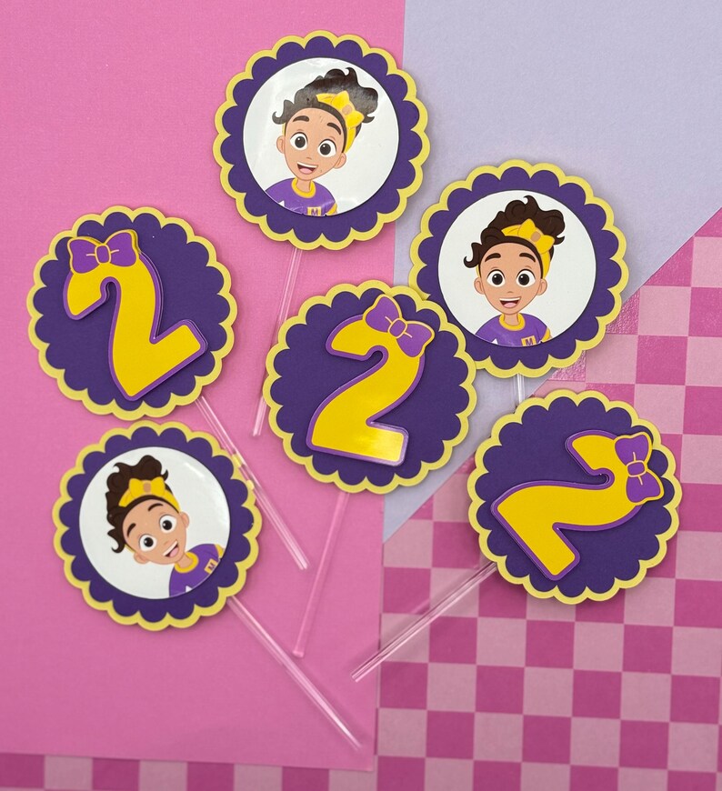 Meekah Birthday Cupcake Toppers - Glitter Custom Name & Number 3D Card ...