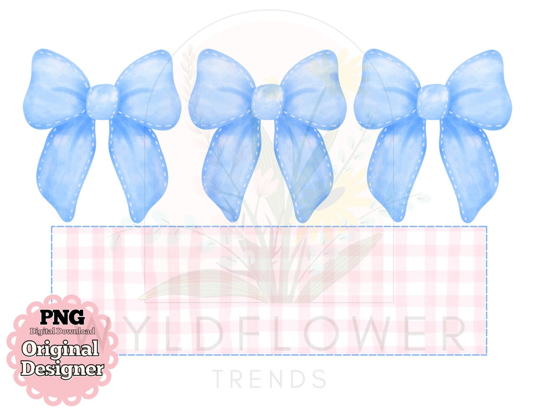 Blue Bow Watercolor Coquette Monogram Png, Bow, Gingham, Watercolor ...