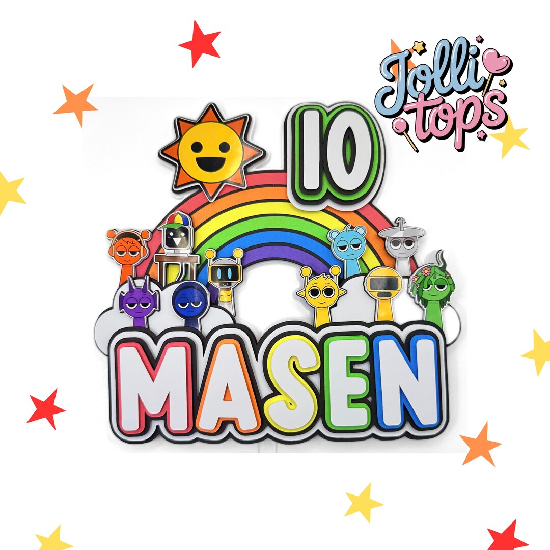 Sprunki Character Inspired Cake Topper - Birthday Cake Center Peice ...