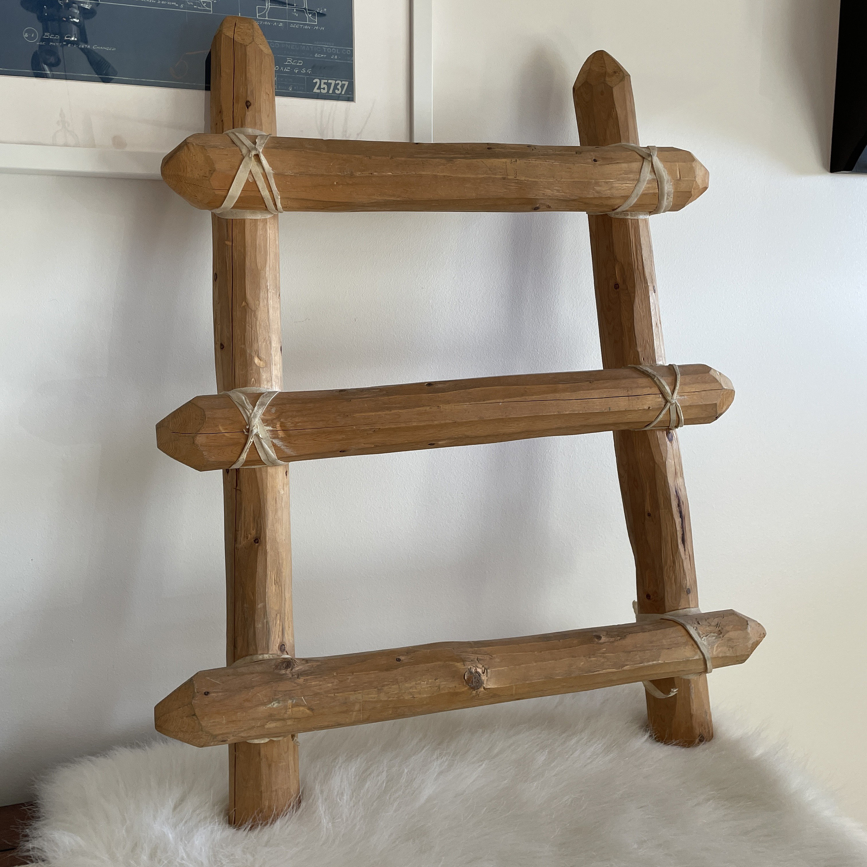 Vintage Southwest Wooden Ladder W/ Rawhide Ties. Shelf or Mantle Size ...