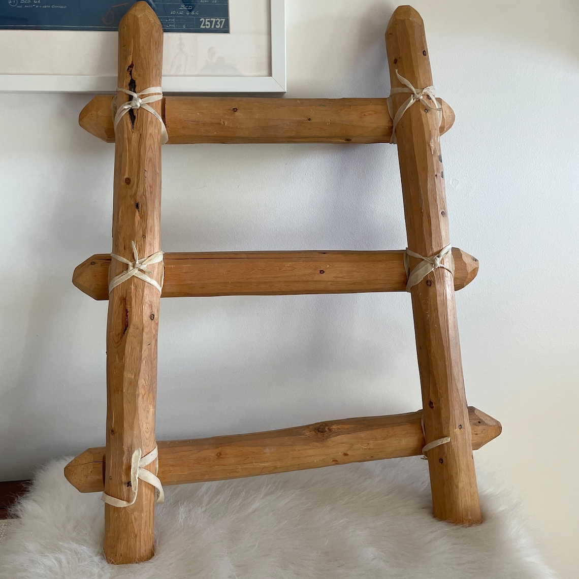 Vintage Southwest Wooden Ladder W/ Rawhide Ties. Shelf or Mantle Size ...